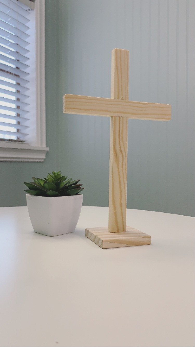 11.5 Wooden Base Cross Wooden Cross with Base Stand Wooden | Etsy