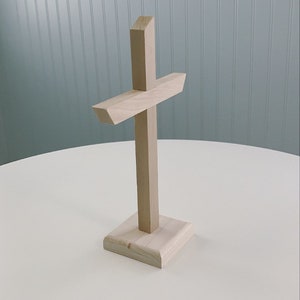 Wooden Cross, 11” Stand up Cross, Cross With Base, Handmade Stand up ...