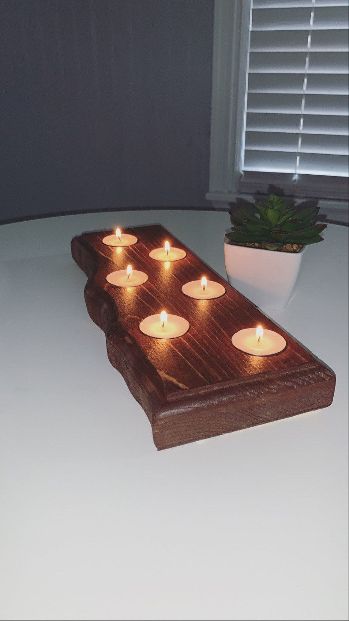 Tea Light Candle Holder, Rustic Wooden Tea Light Candle Holder, Rustic ...