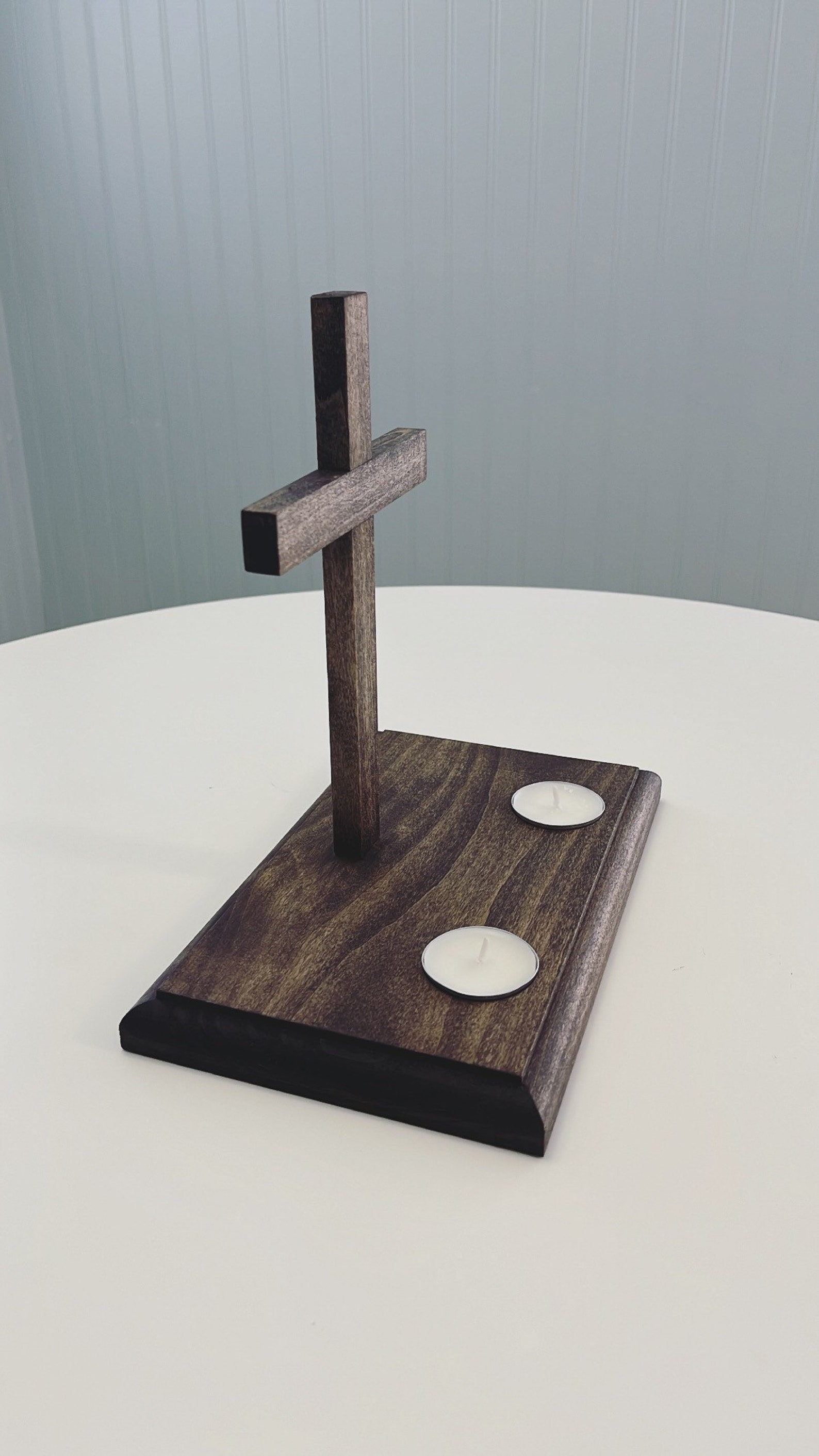Wooden Cross Cross With Candles Cross With Candle Holder - Etsy