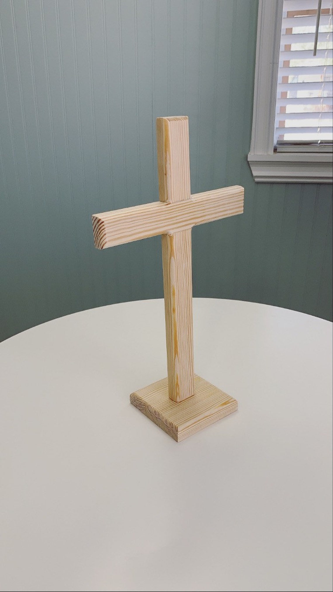 Wooden Cross, 16” Stand up Cross, Cross With Base, Handmade Stand up ...