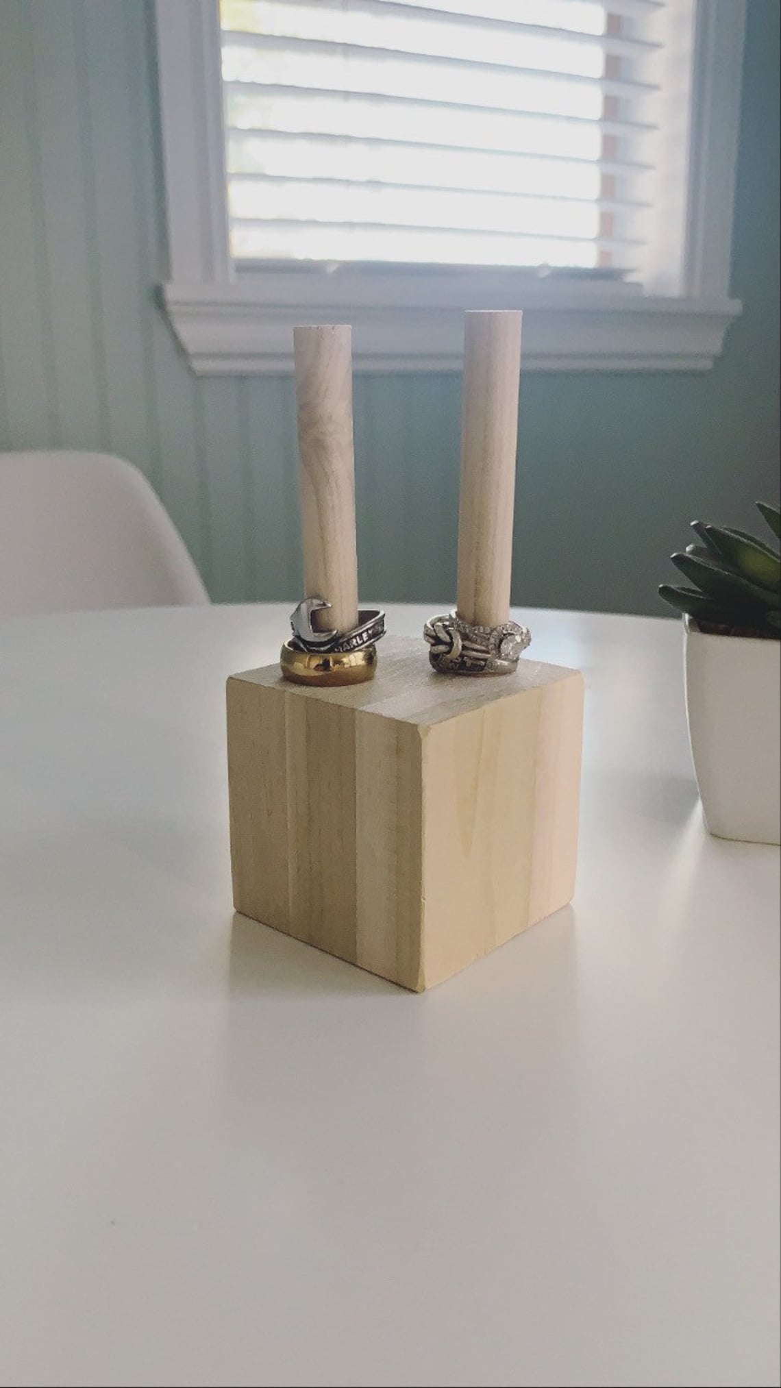 Ring tree Double Ring Holder Double Wooden ring holder | Etsy