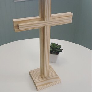 Wooden Cross, 16” Stand up Cross, Cross With Base, Handmade Stand up ...