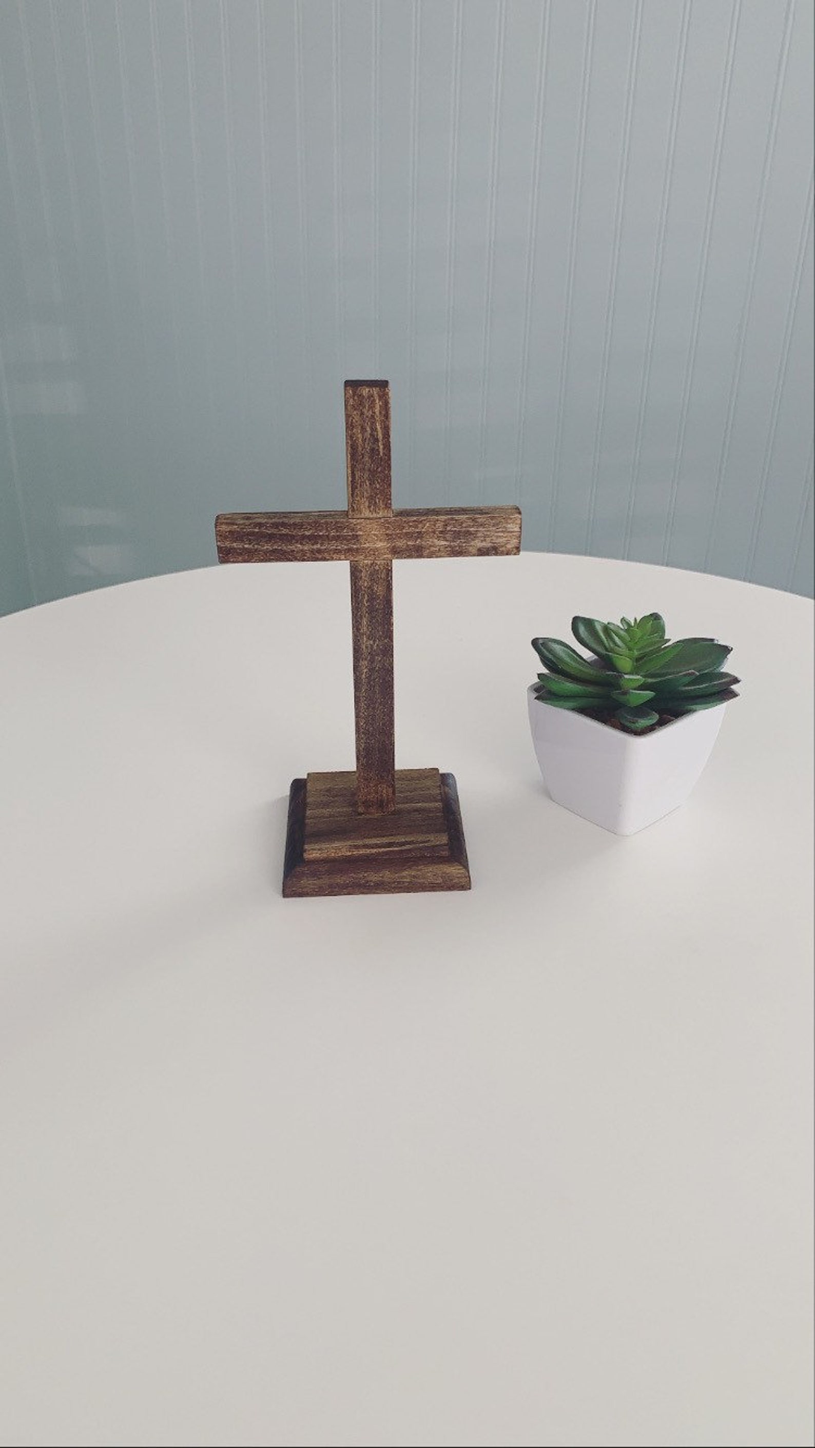 Wooden Cross, 9” Stand up Cross, Cross With Base, Handmade Stand up ...