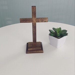 Wooden Cross, 9” Stand up Cross, Cross With Base, Handmade Stand up ...