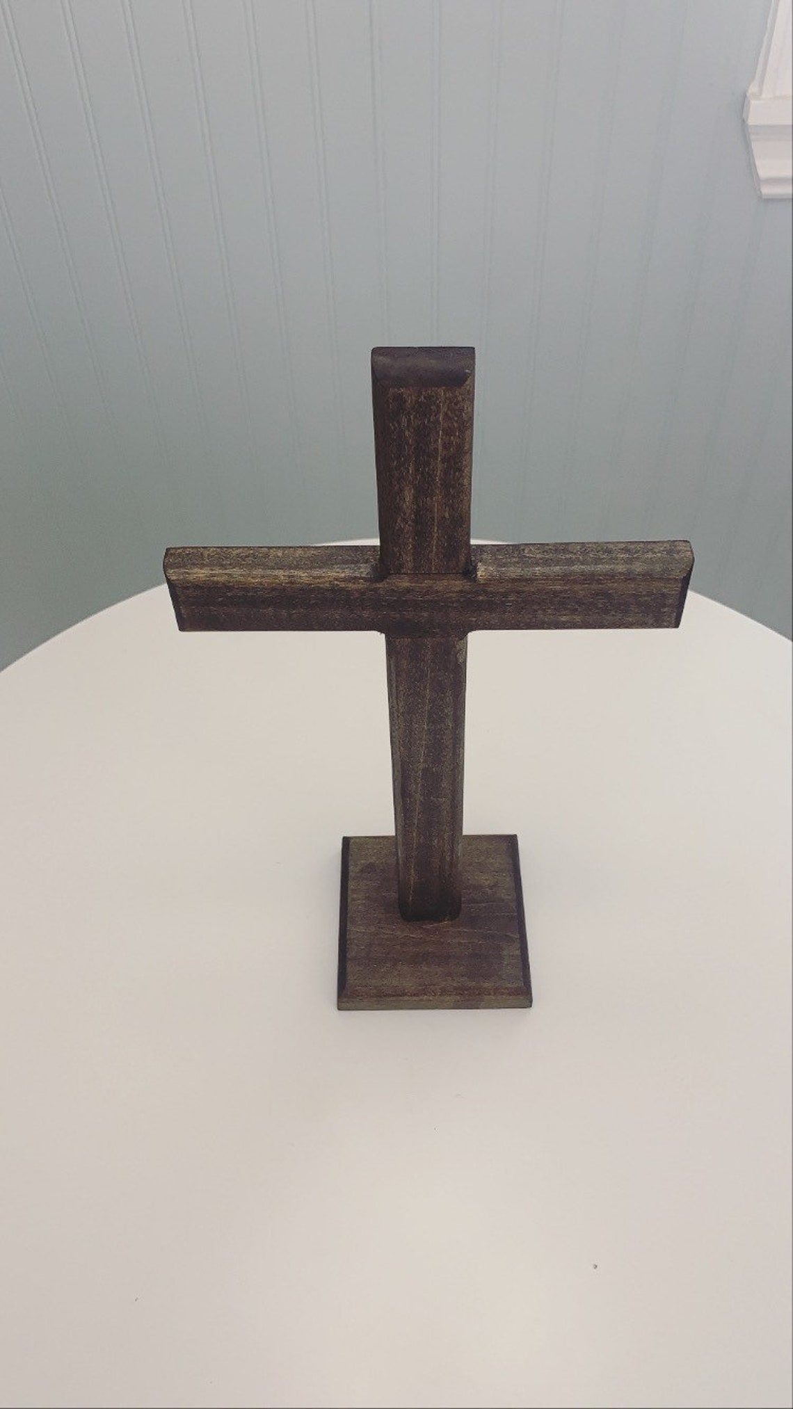 Wooden Cross, 16” Stand up Cross, Cross With Base, Handmade Stand up ...