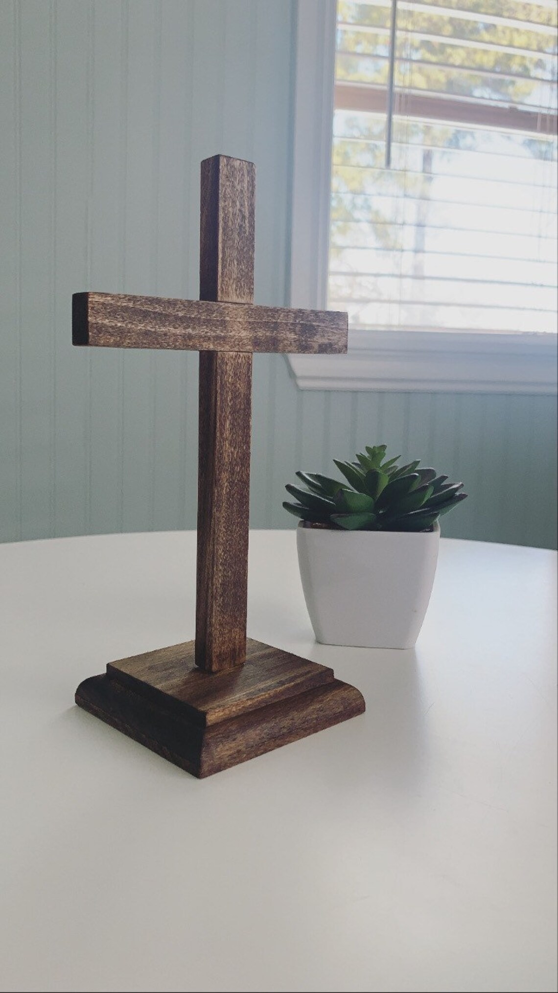 Wooden Cross, 9” Stand up Cross, Cross With Base, Handmade Stand up ...