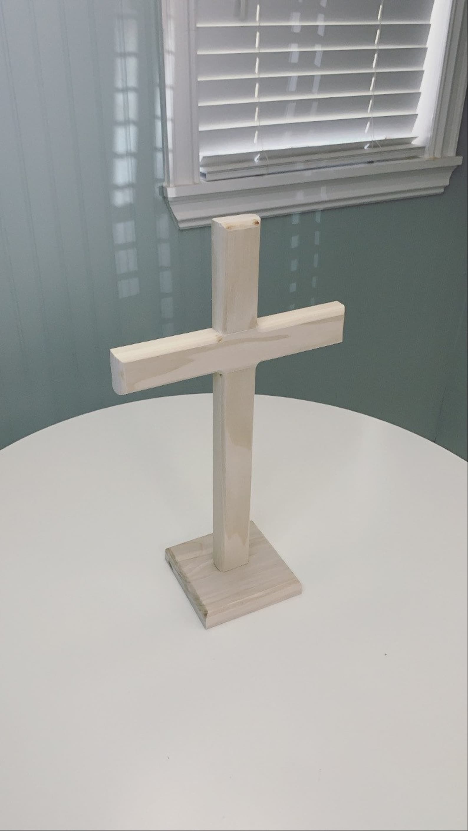 Wooden Cross, 16” Stand up Cross, Cross With Base, Handmade Stand up ...