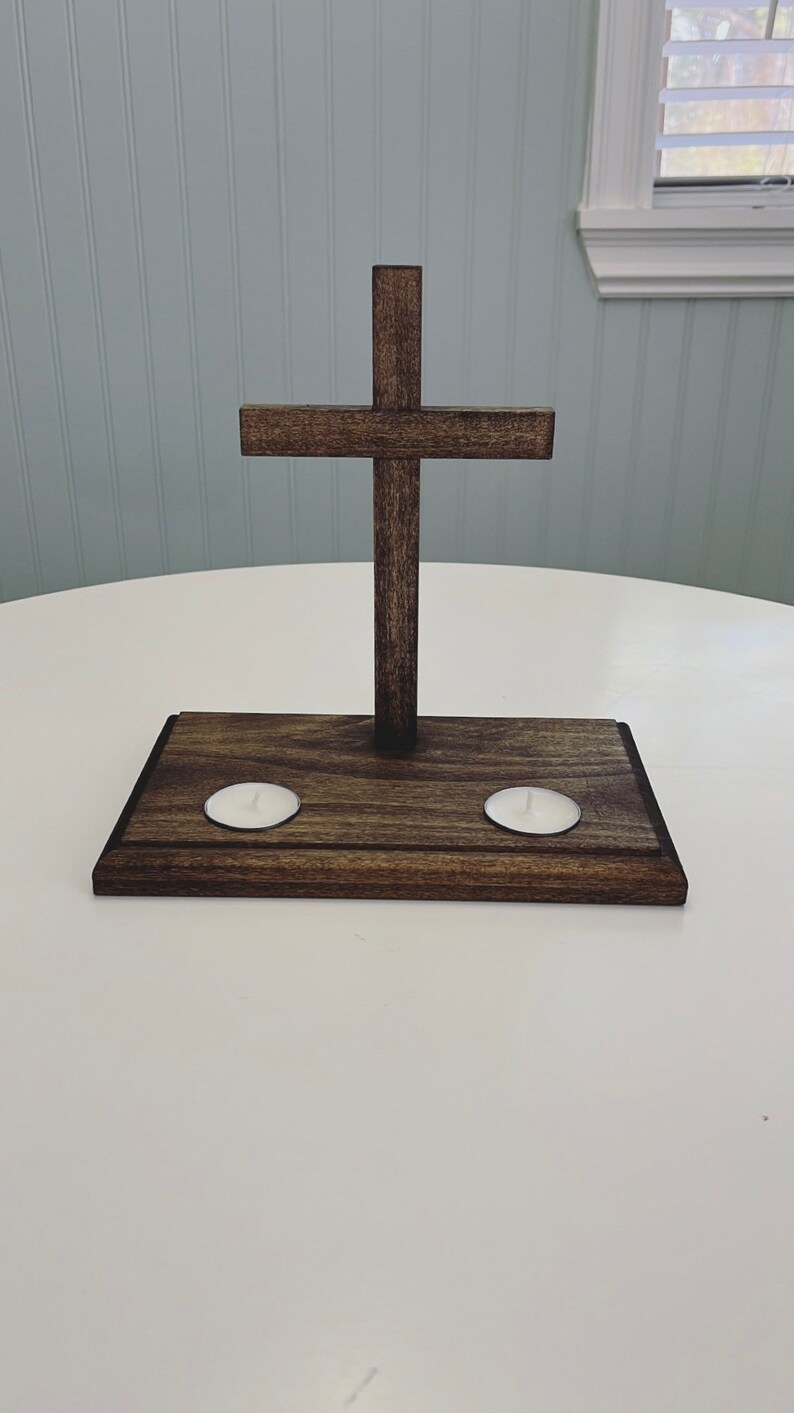 Wooden Cross Cross With Candles Cross With Candle Holder - Etsy