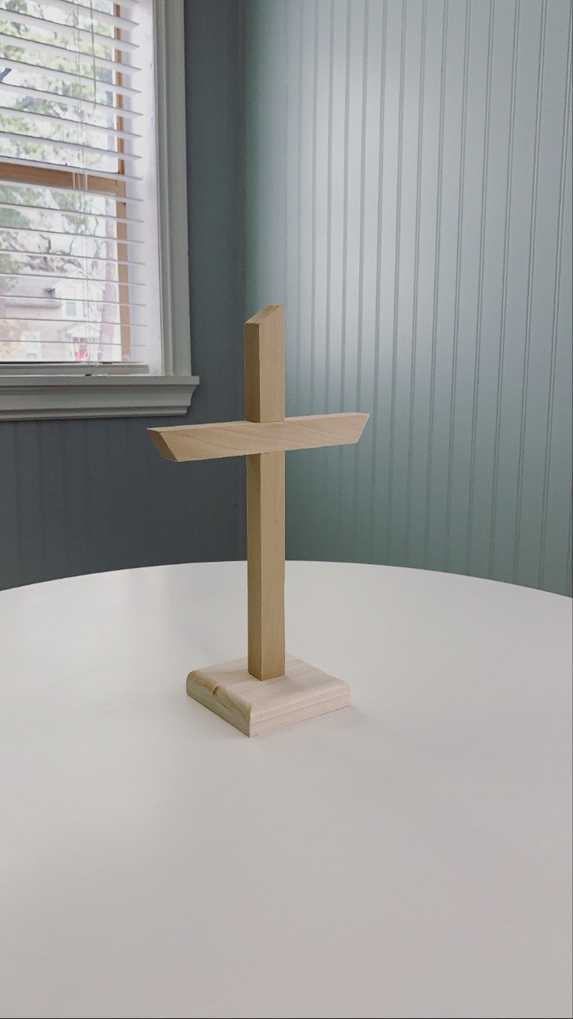Wooden Cross, 11” Stand up Cross, Cross With Base, Handmade Stand up ...