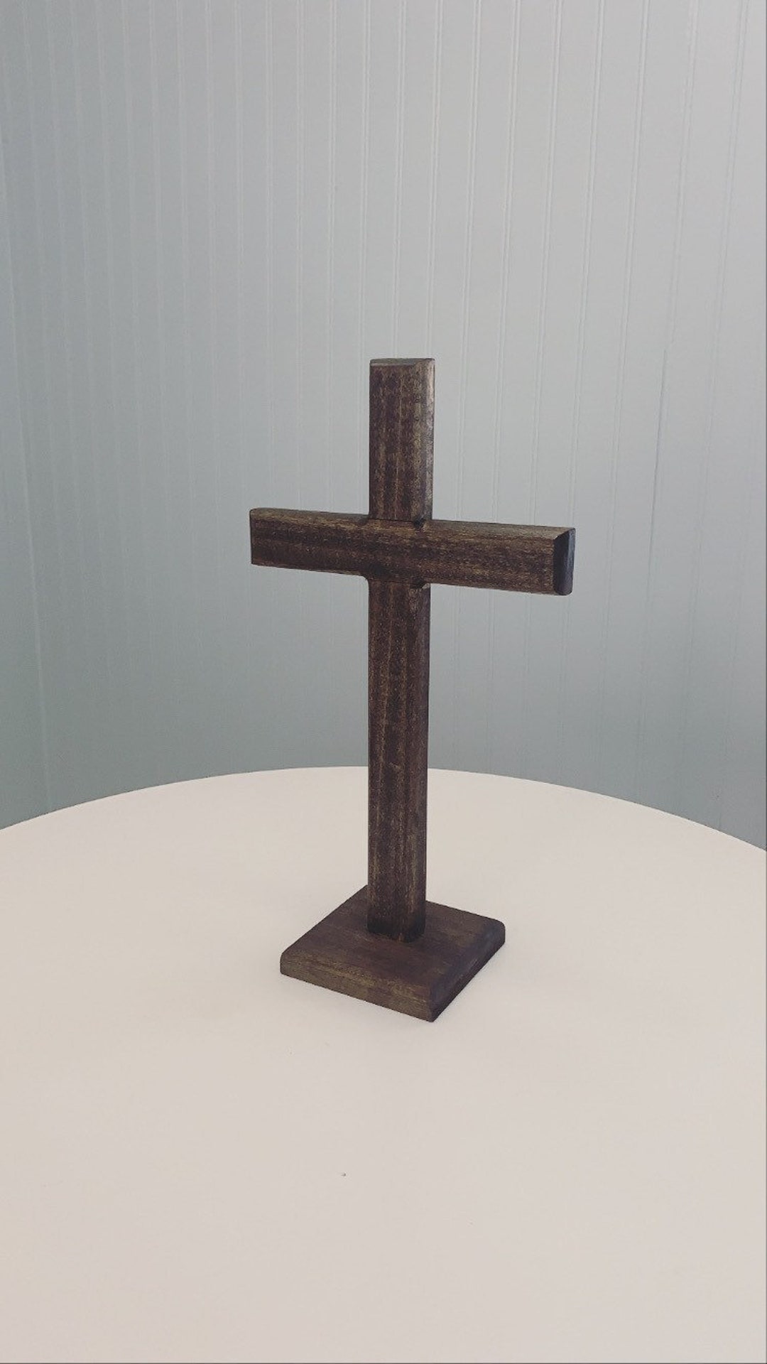 Wooden Cross, 16” Stand up Cross, Cross With Base, Handmade Stand up ...