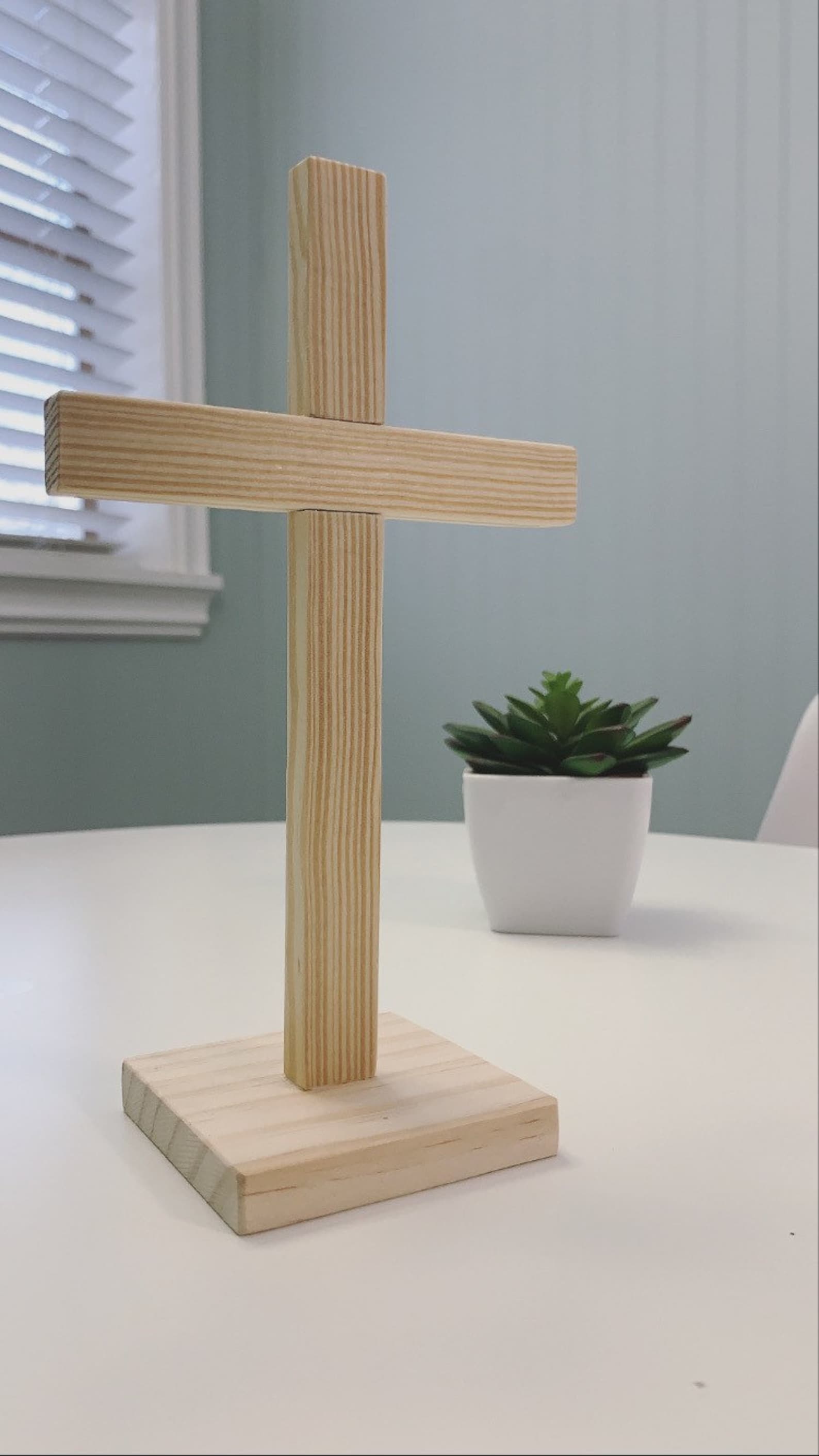 Handmade Wooden Cross With Base, Pine Wood, 8.5" - Etsy