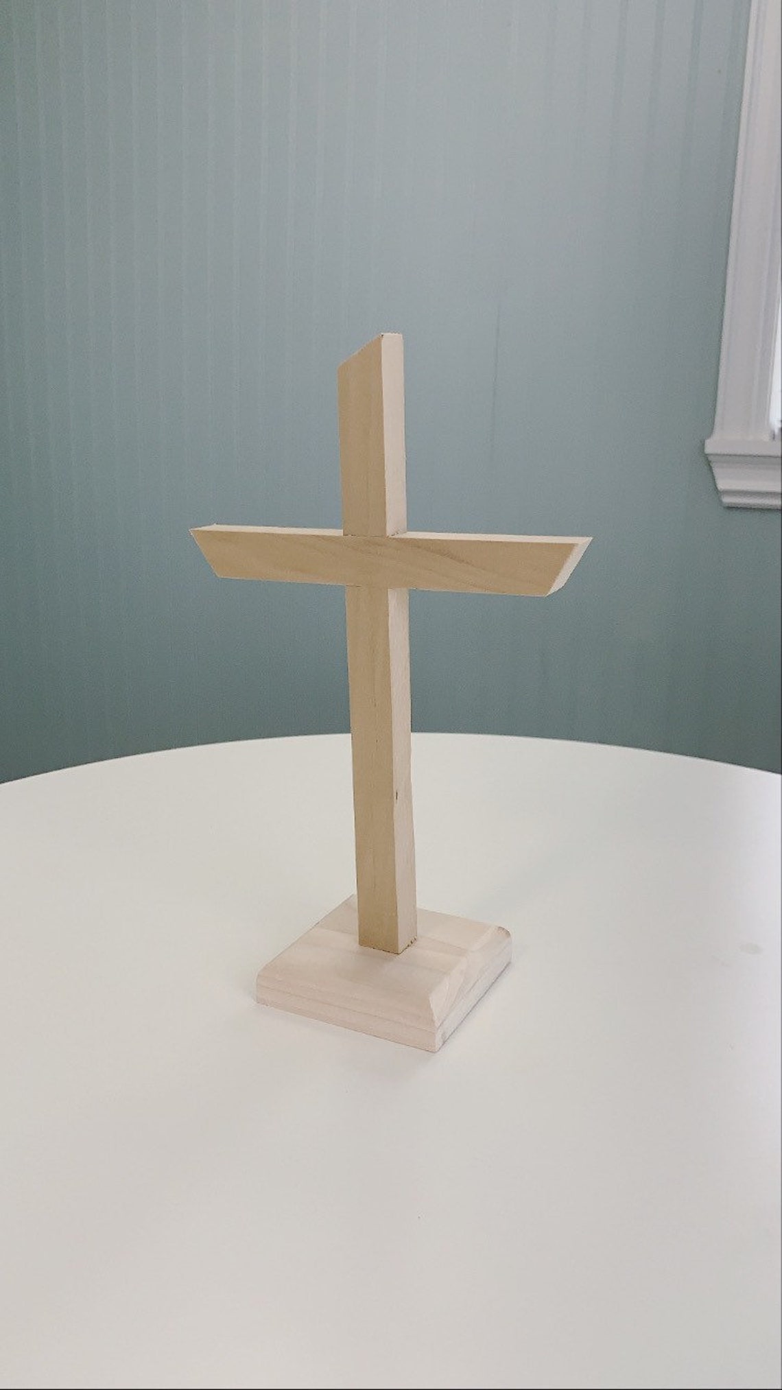 Wooden Cross, 11” Stand up Cross, Cross With Base, Handmade Stand up ...