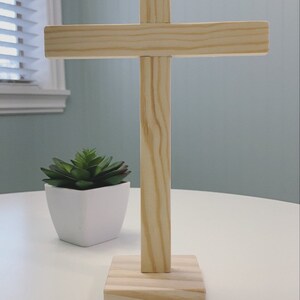 11.5” Wooden Base Cross, Wooden Cross With Base, Stand Wooden Cross ...