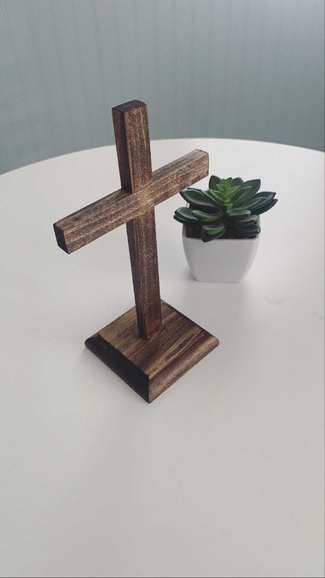 Wooden Cross, 9” Stand up Cross, Cross With Base, Handmade Stand up ...