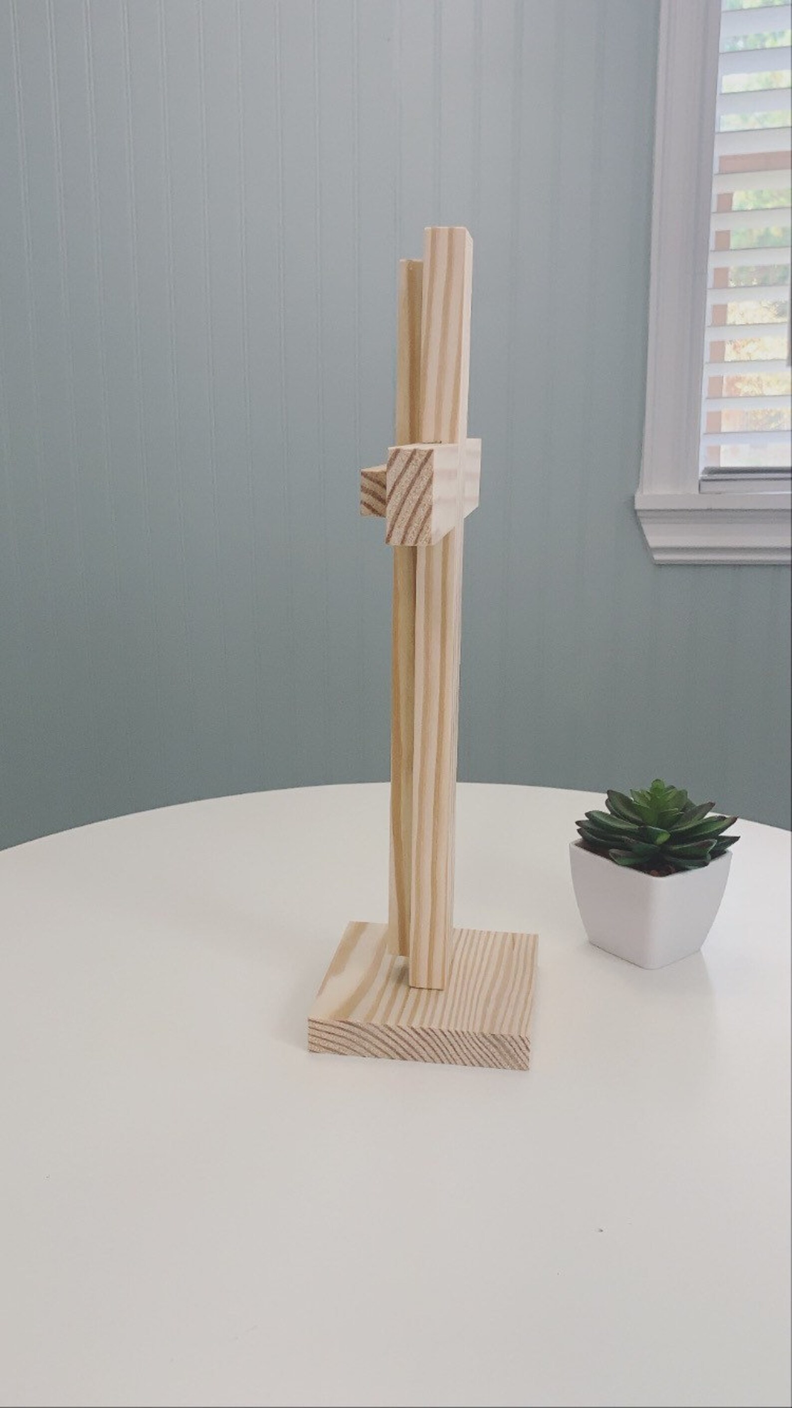 Wooden Cross, 16” Stand up Cross, Cross With Base, Handmade Stand up ...