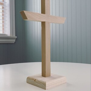 Wooden Cross, 11” Stand up Cross, Cross With Base, Handmade Stand up ...