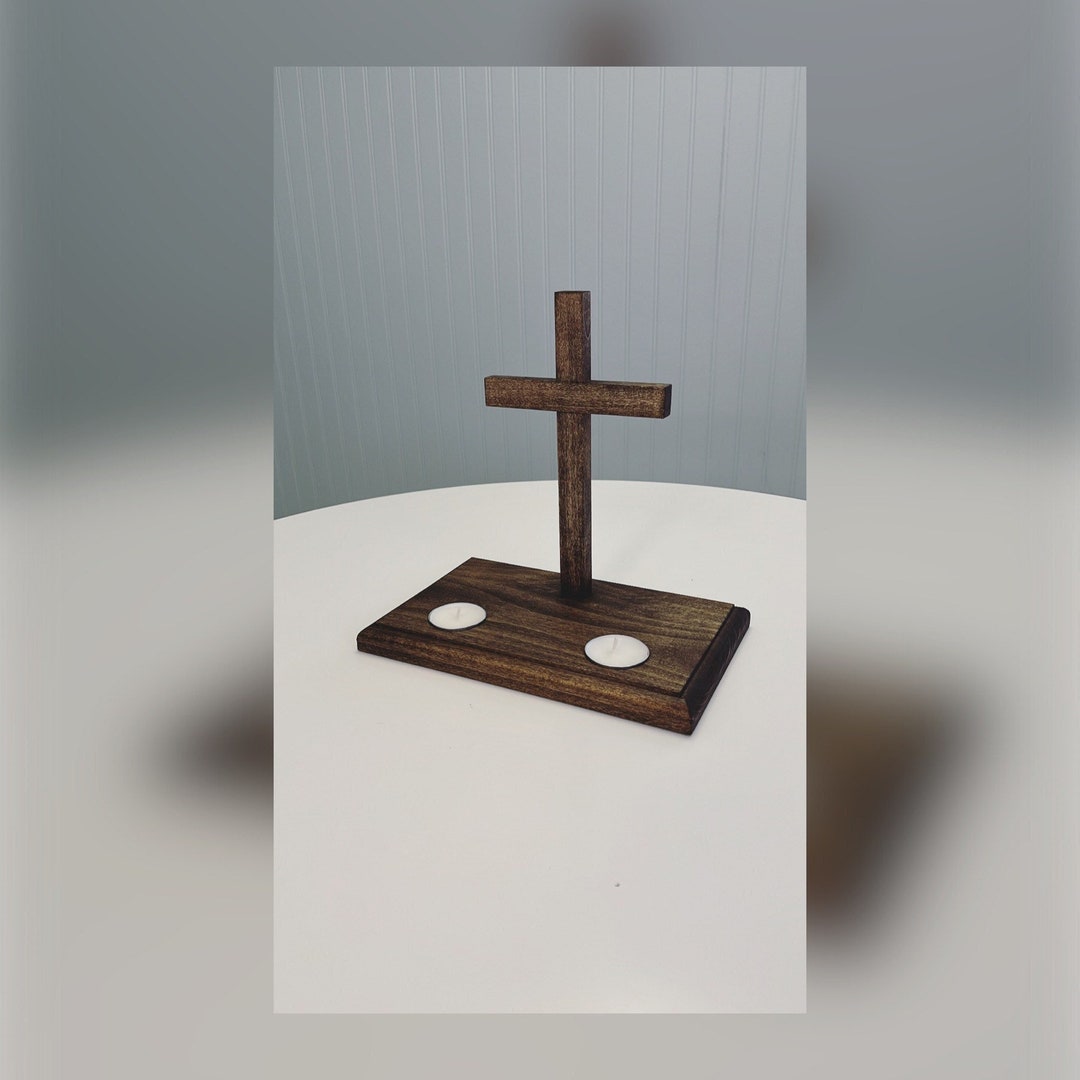Wooden Cross, Cross With Candles, Cross With Candle Holder, Handmade ...