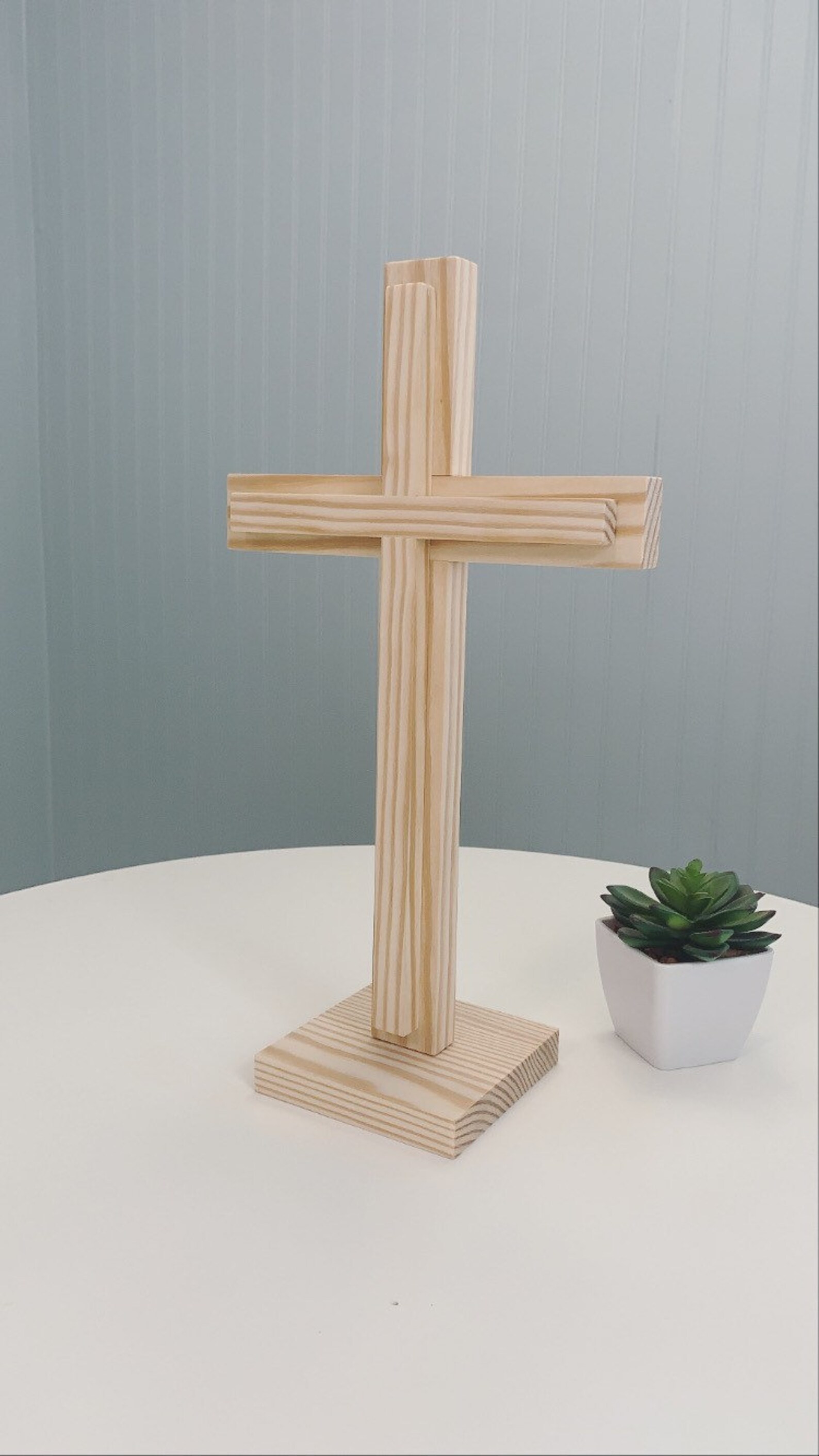 Wooden Cross, 16” Stand up Cross, Cross With Base, Handmade Stand up ...