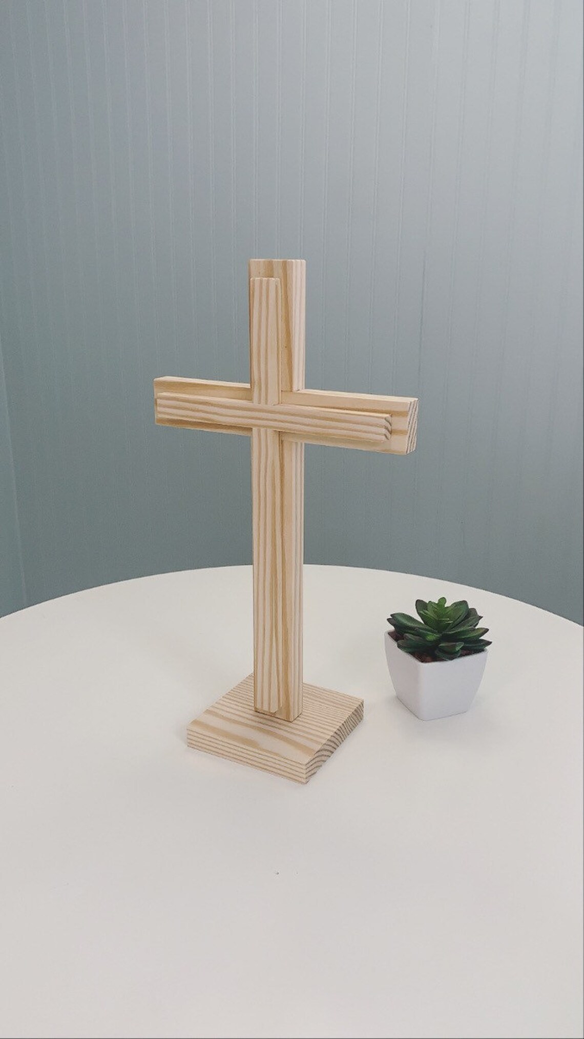 Wooden Cross, 16” Stand up Cross, Cross With Base, Handmade Stand up ...