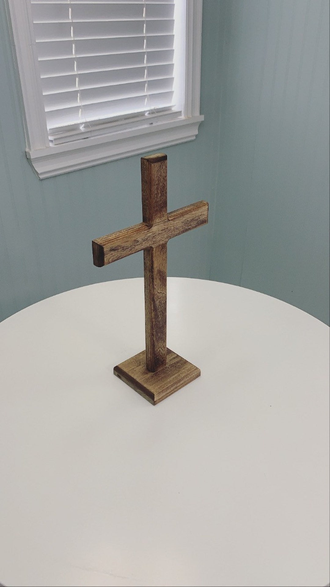 Wooden Cross, 16” Stand up Cross, Cross With Base, Handmade Stand up ...