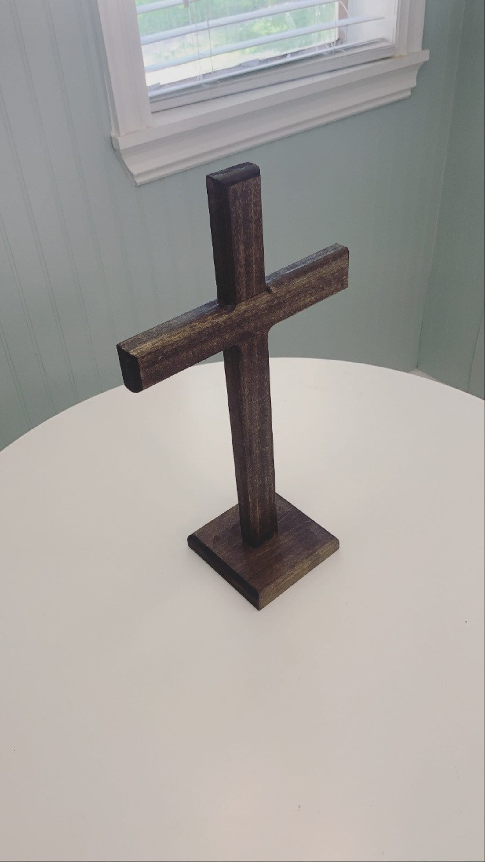 Wooden Cross, 16” Stand up Cross, Cross With Base, Handmade Stand up ...