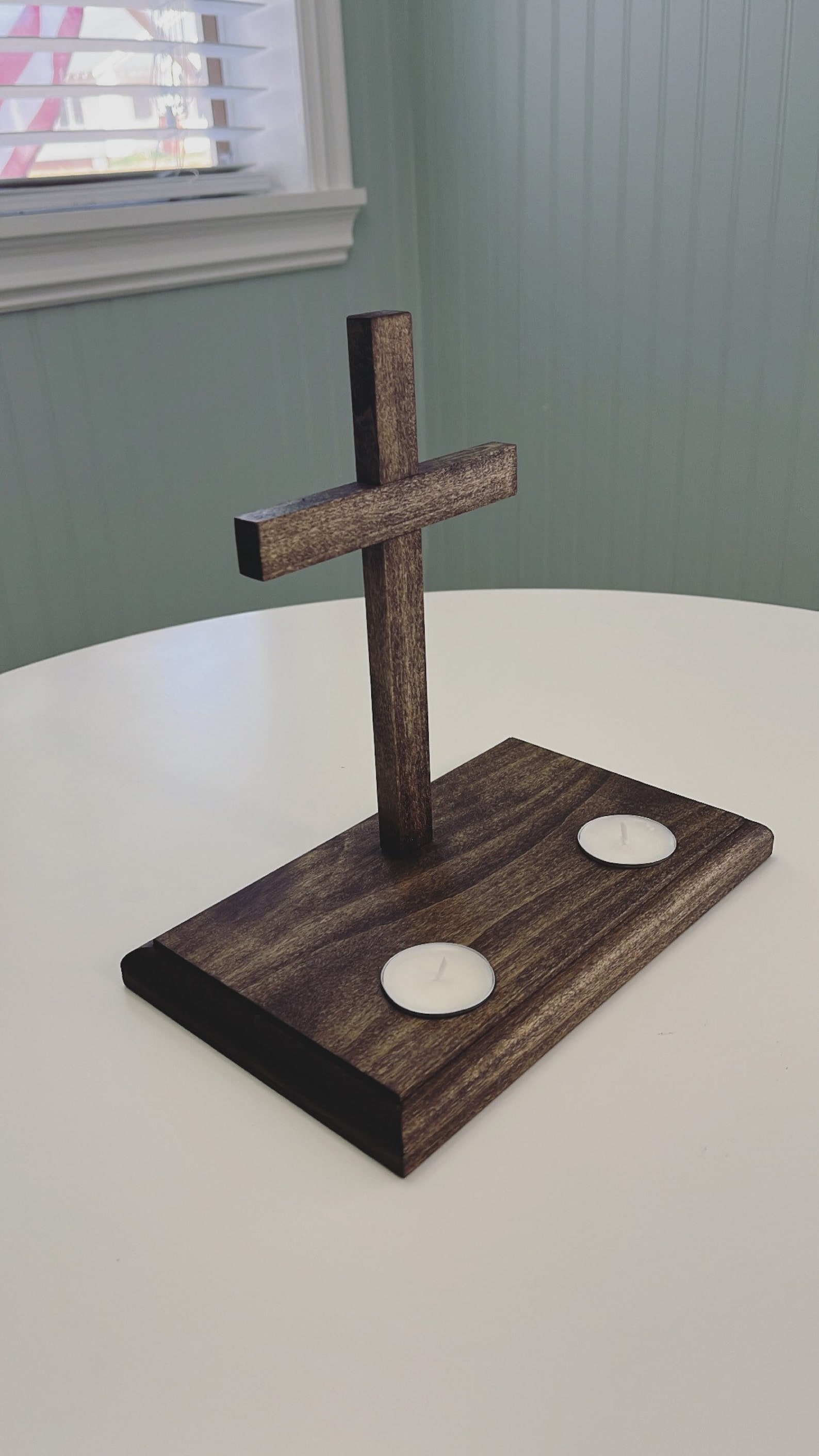 Wooden Cross Cross With Candles Cross With Candle Holder - Etsy