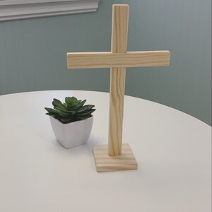 11.5” Wooden Base Cross, Wooden Cross With Base, Stand Wooden Cross ...