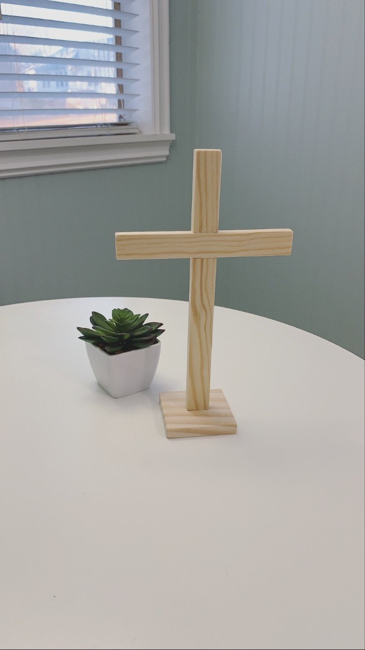 11.5 Wooden Base Cross Wooden Cross with Base Stand Wooden | Etsy