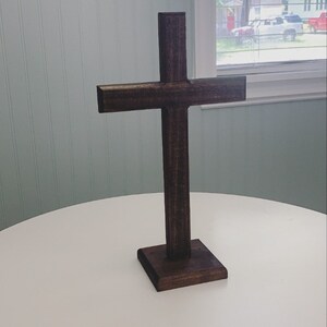 Wooden Cross, 16 Stand up Cross, Cross With Base, Handmade Stand up ...