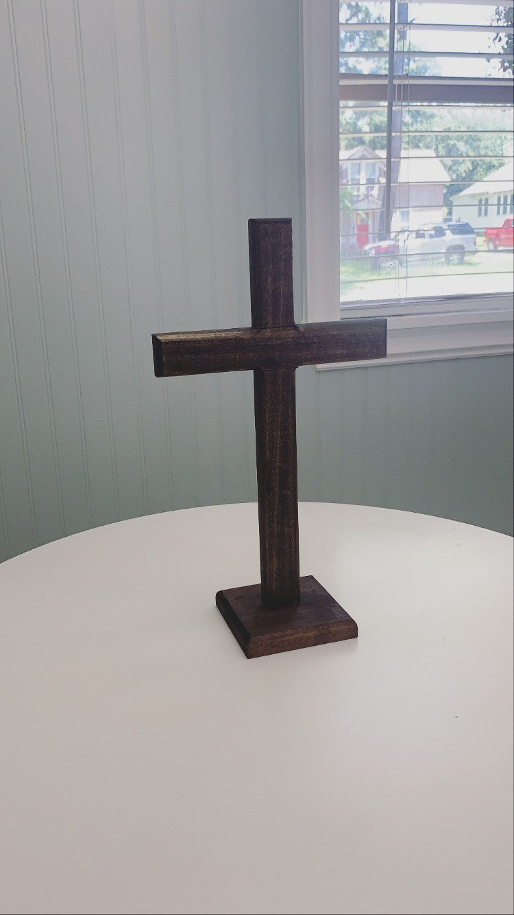 Wooden Cross, 16” Stand up Cross, Cross With Base, Handmade Stand up ...