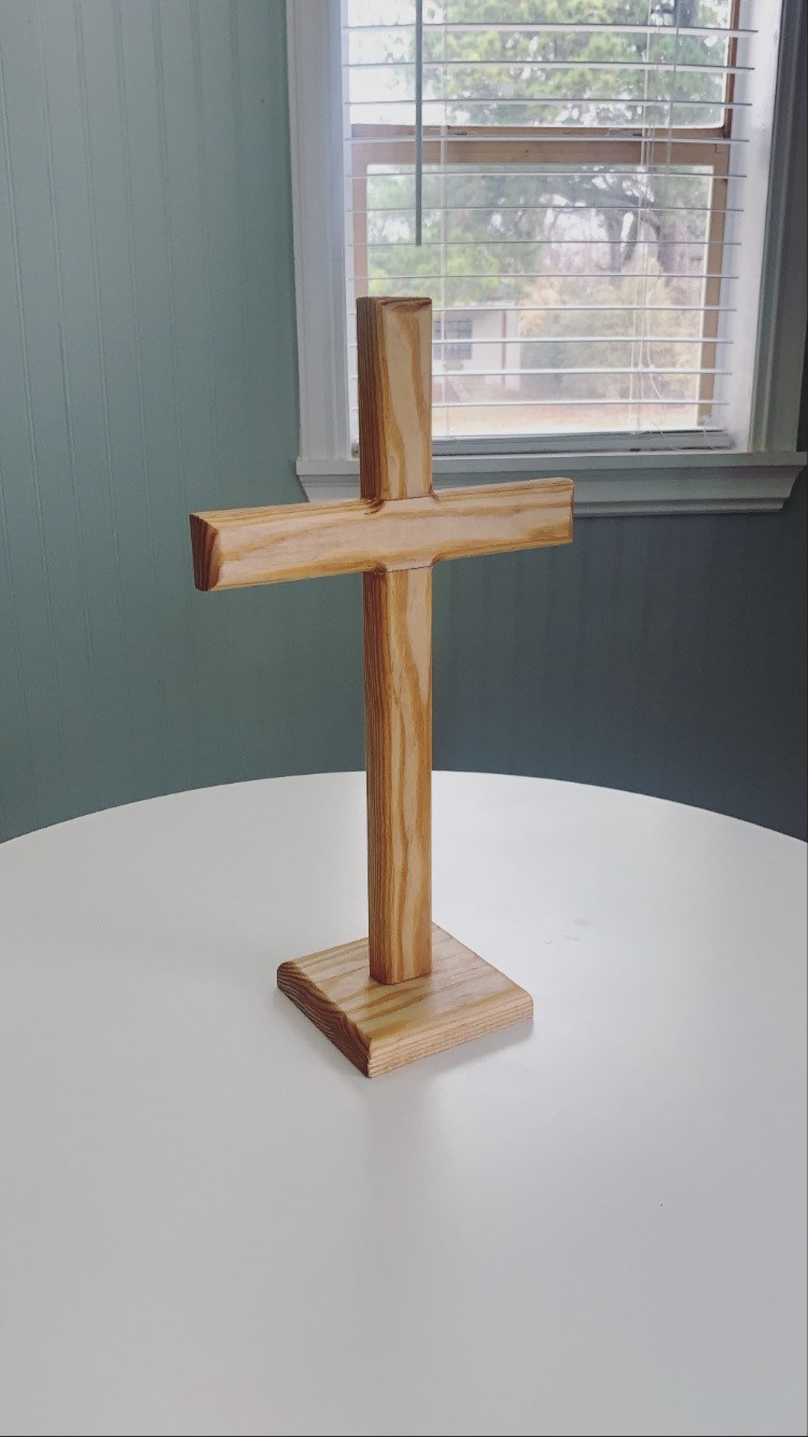 Wooden Cross, 16 Stand up Cross, Cross With a Base, Handmade Stand up ...