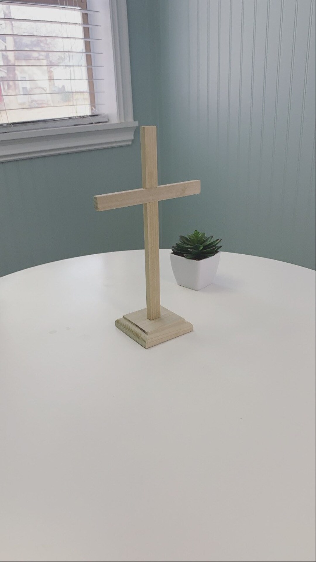 Wooden Cross, 12” Stand up Cross, Cross With Base, Handmade Stand up ...