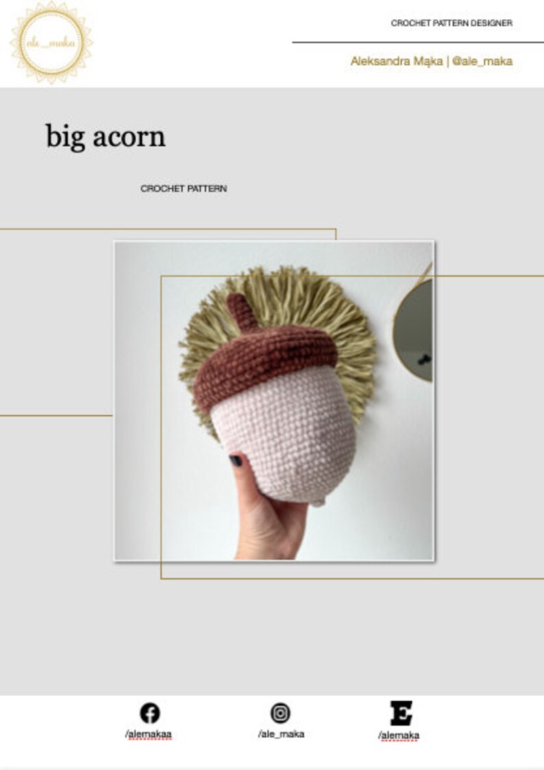 Crochet Pattern for a Large Acorn, an Easy-to-make Decoration for a Boy ...