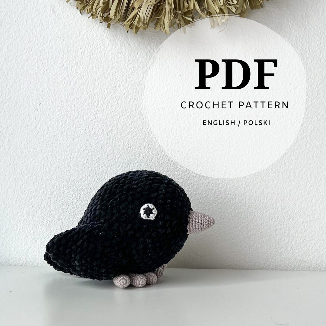 Crochet Pattern for Making a Black Raven in Plush and Cotton Yarn, Easy ...