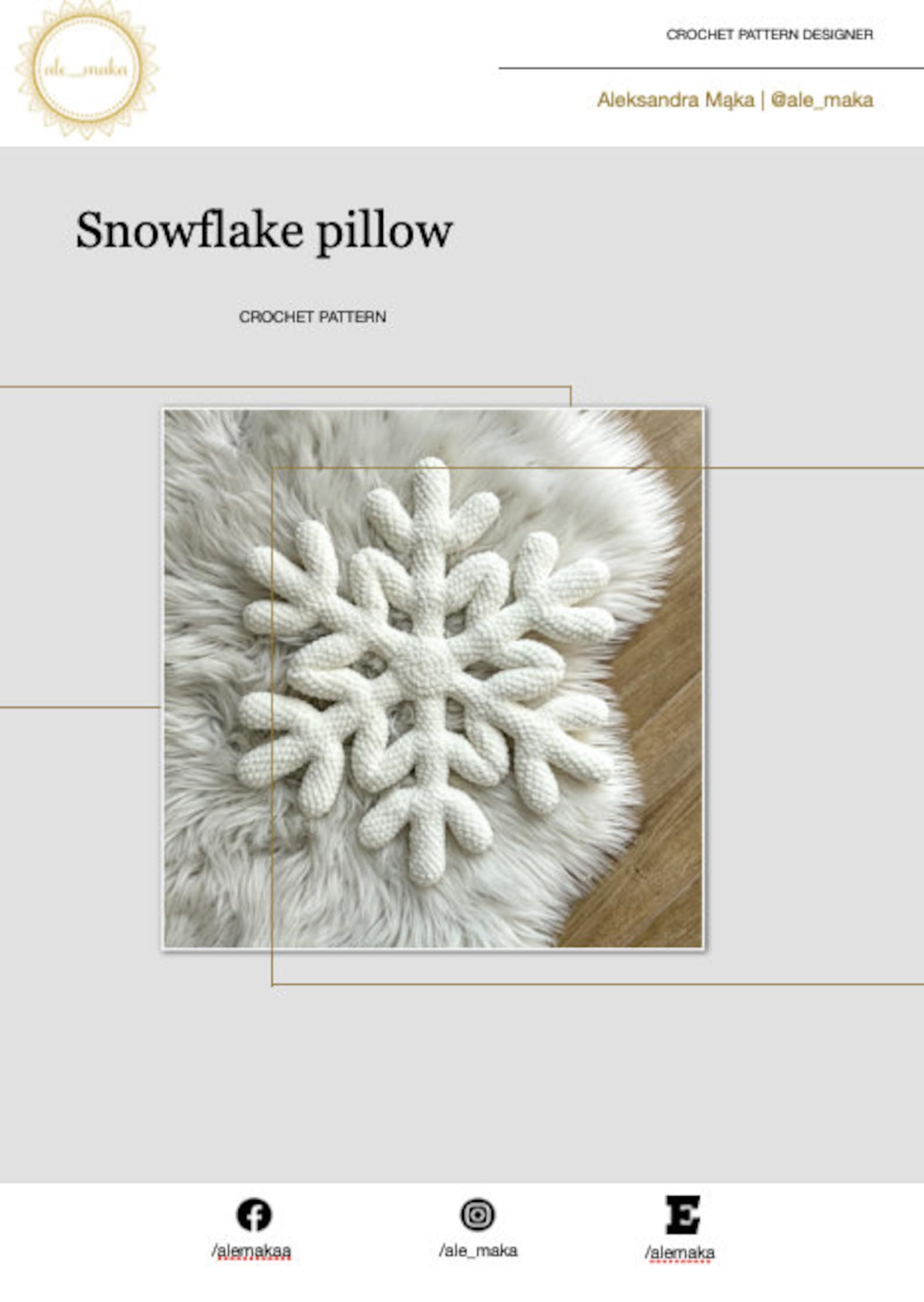 Crochet Pattern for a Snowflake Pillow, Christmas Home Decoration ...