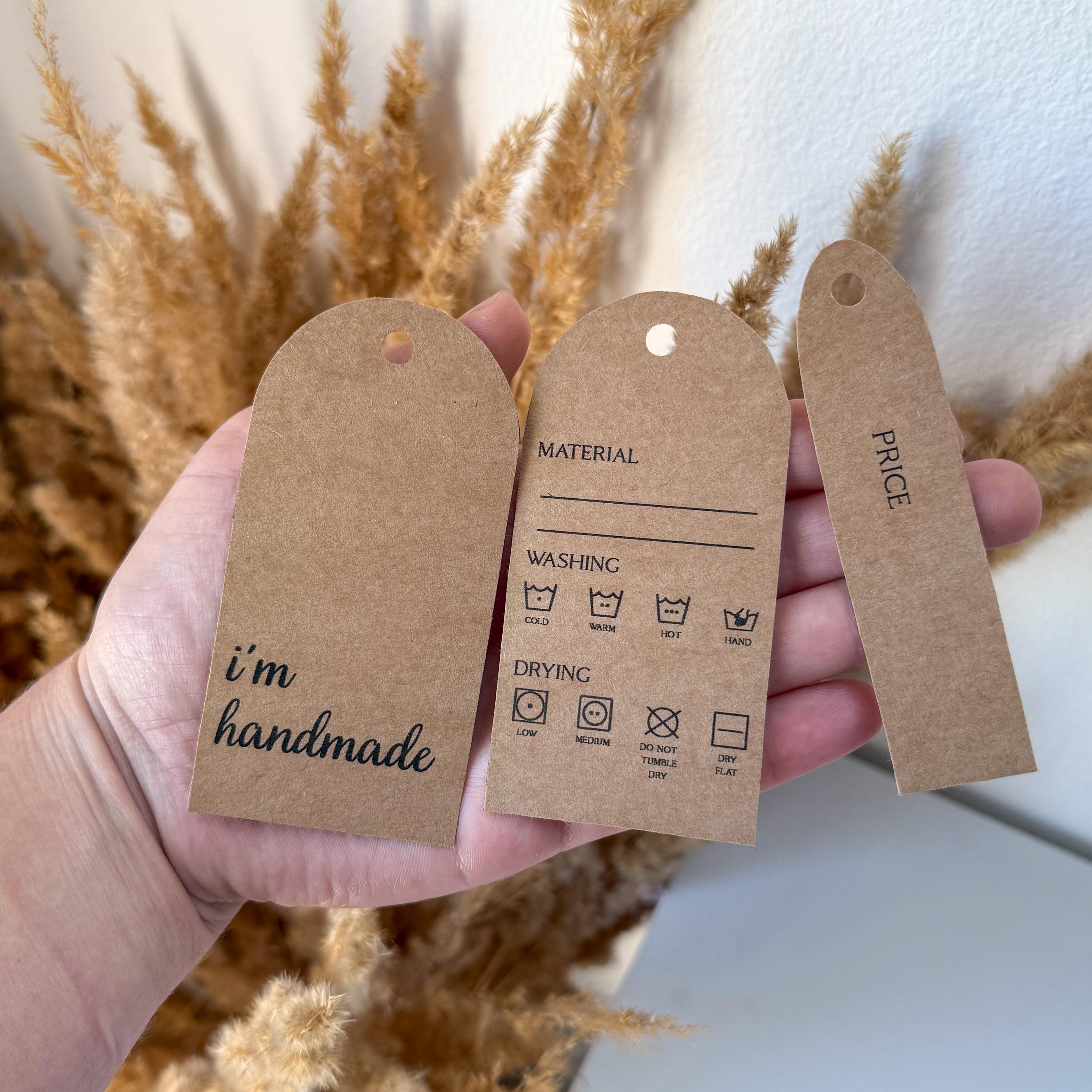 Printable Product Labels: Handmade Care Instructions & Price Tags (PDF ...
