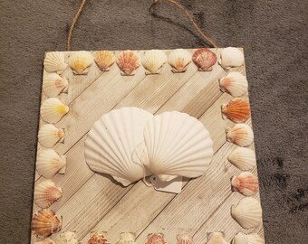 Modern Seashell Art, Coastal Wall Hanging, Handmade 20X 16 Beach Art - Etsy