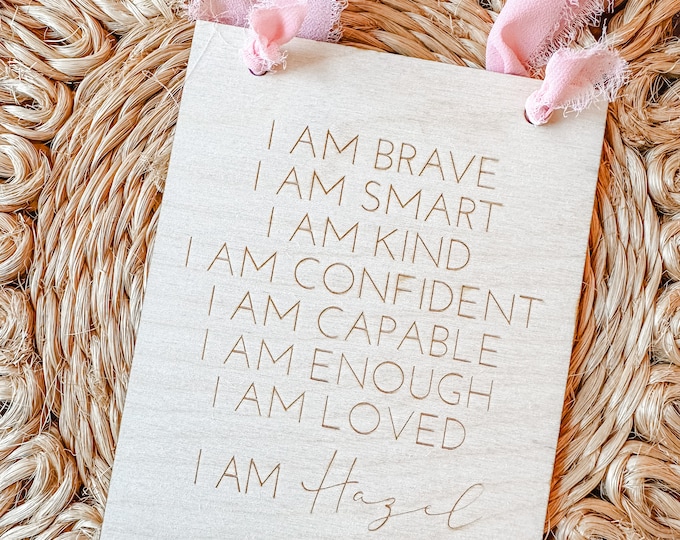 Custom Positive Affirmation Sign for Children Nursery Decor I Am Sign ...