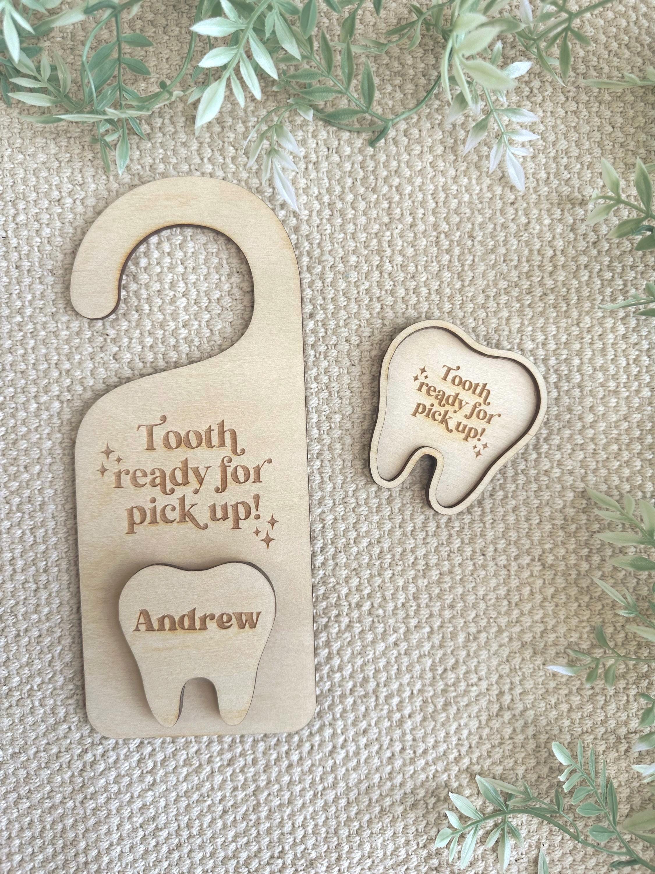 Personalized Tooth Fairy Stop Here Sign + Tray Set | Lost Tooth Holder ...