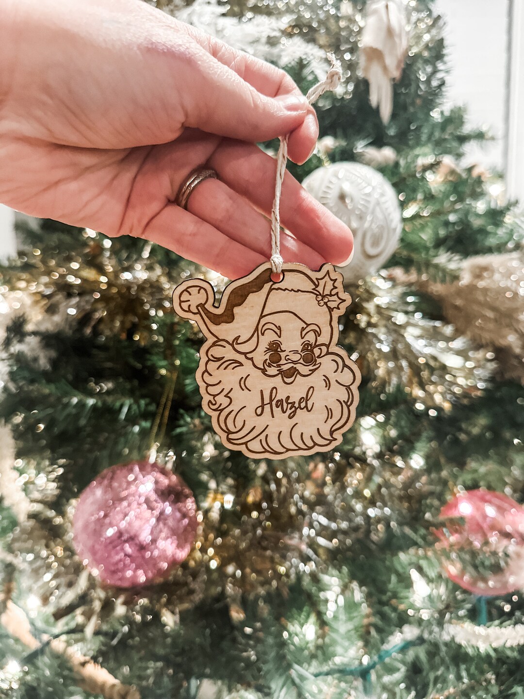 Personalized Santa Name Tag | Santa Gift Tag | Vintage Santa Stocking ...