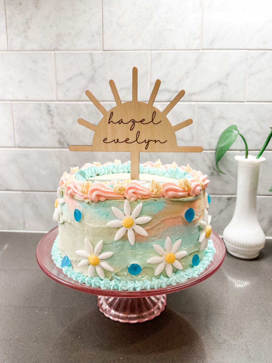 Custom Birthday Cake Topper First Trip Around the Sun Smash Cake Boho Birthday Sun Cake Topper ...