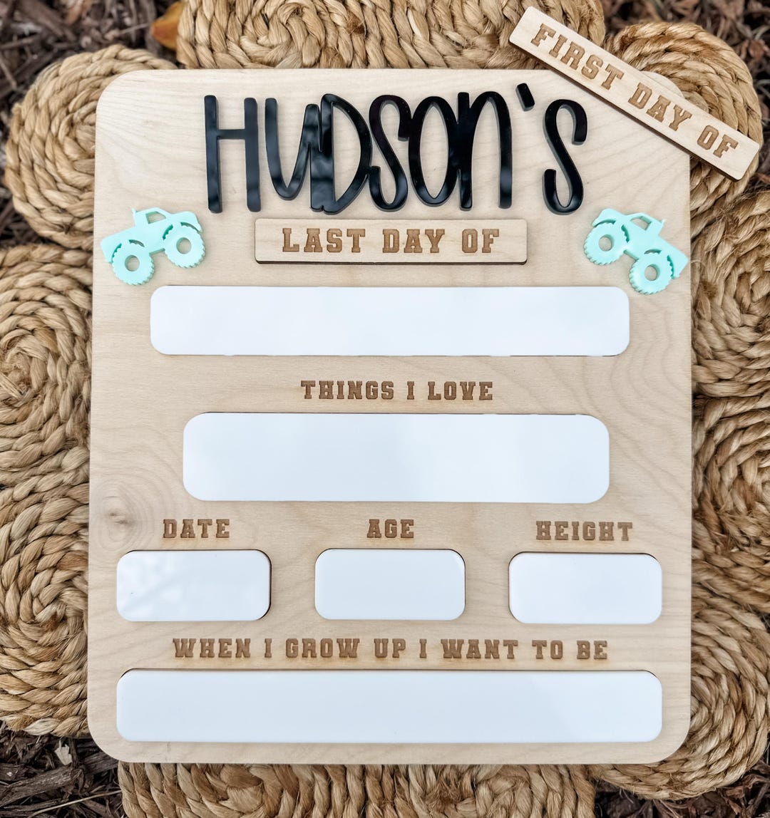 First Day of School Sign Monster Truck Theme | Personalized Back to ...