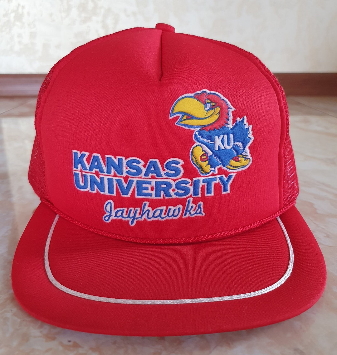 Original Rare Vintage KU Kansas Jayhawk Snapback Trucker Mesh Hat Cap.made in Taiwan 80's - Etsy