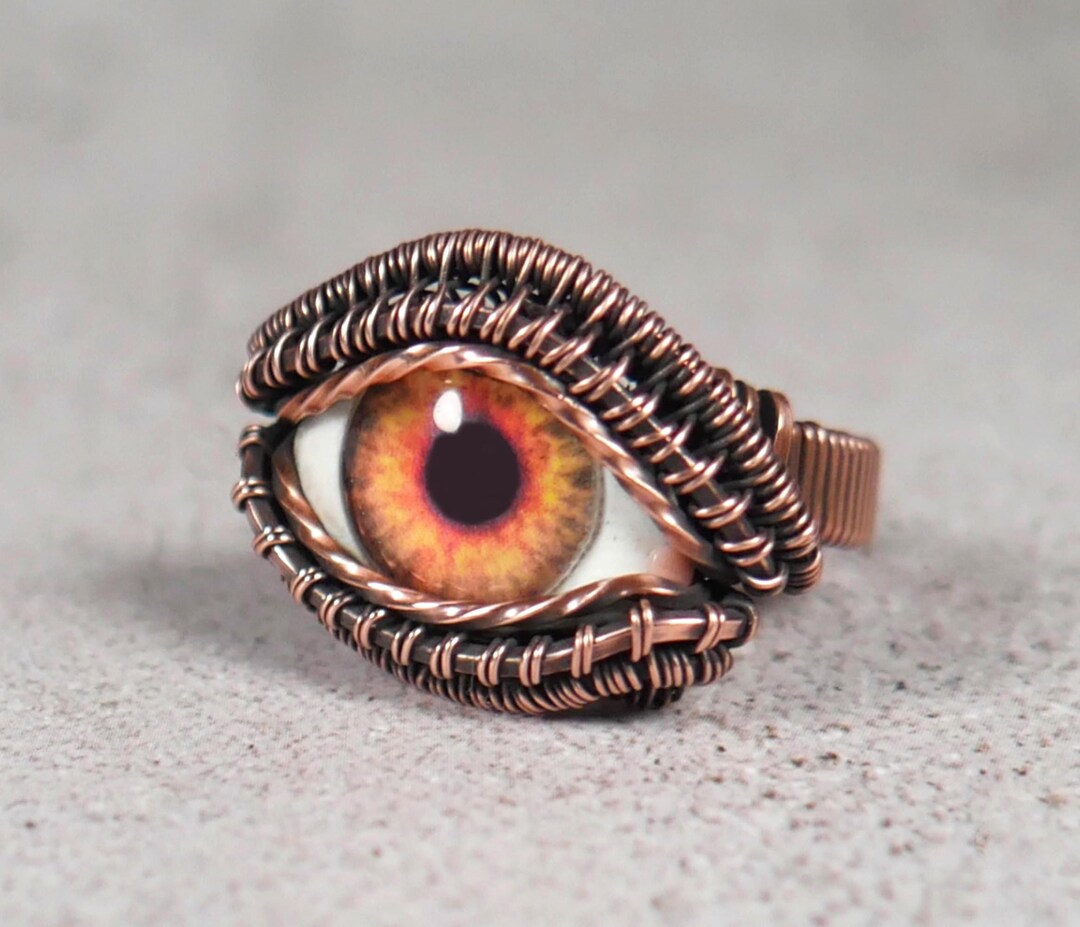 Wire Wrap Evil Eye Eyeball Ring: Sterling Silver or Copper - Etsy