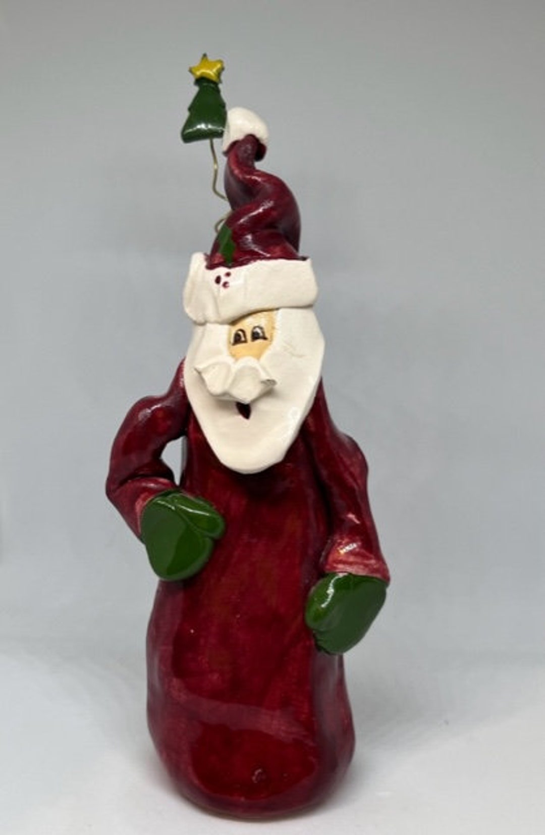 Santa Claus Clay Figurine. Folk Art Clay Santa. Whimsical Santa - Etsy