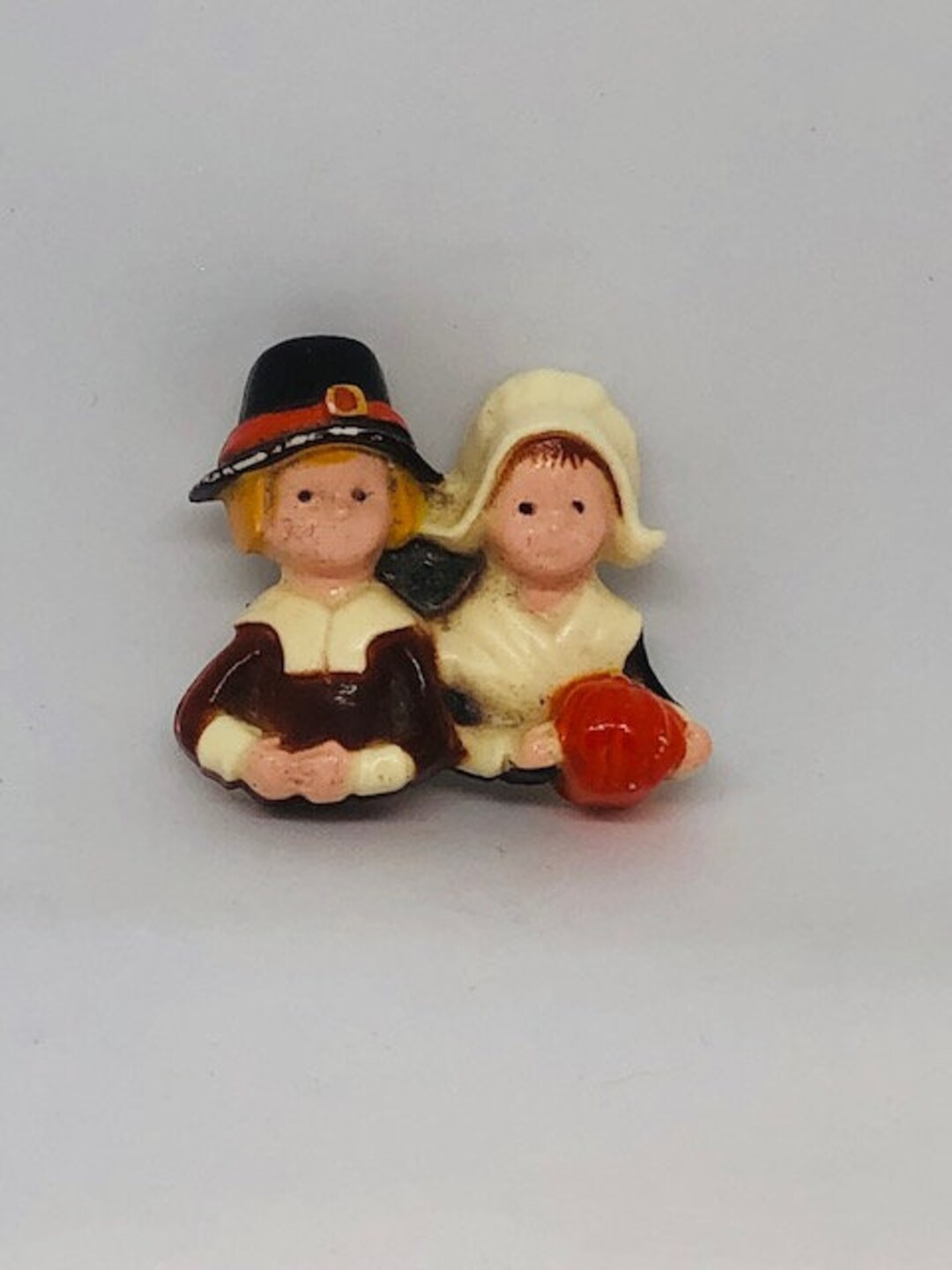 Vintage Plastic Thanksgiving Pilgrim Boy and Girl Pin Mked - Etsy