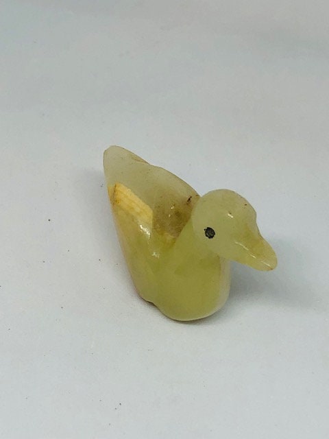 Miniature Hand Carved Stone Duck Figurine - Etsy