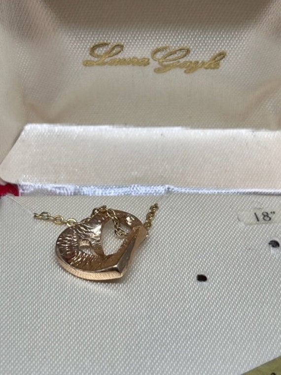 Vintage Laura Gayle Gold Tone Heart NECKLACE Crystals… - Gem