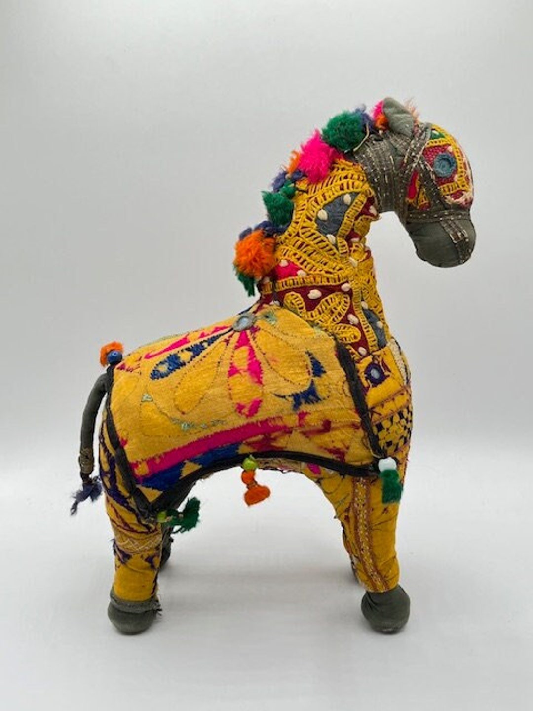 Vintage Rajasthani Embroidered Fabric Horse Made in India Folk Art 12 ...